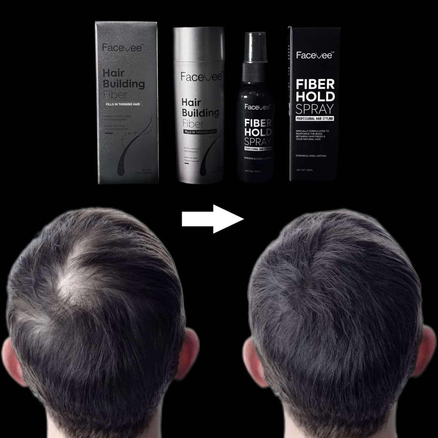 FaceVee Hair Building Fiber & Fiber Hold Spray - FaceVee
